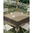 Brown Geometric Outdoor Tablecloth with Umbrella Hole, Black Greek Key ...