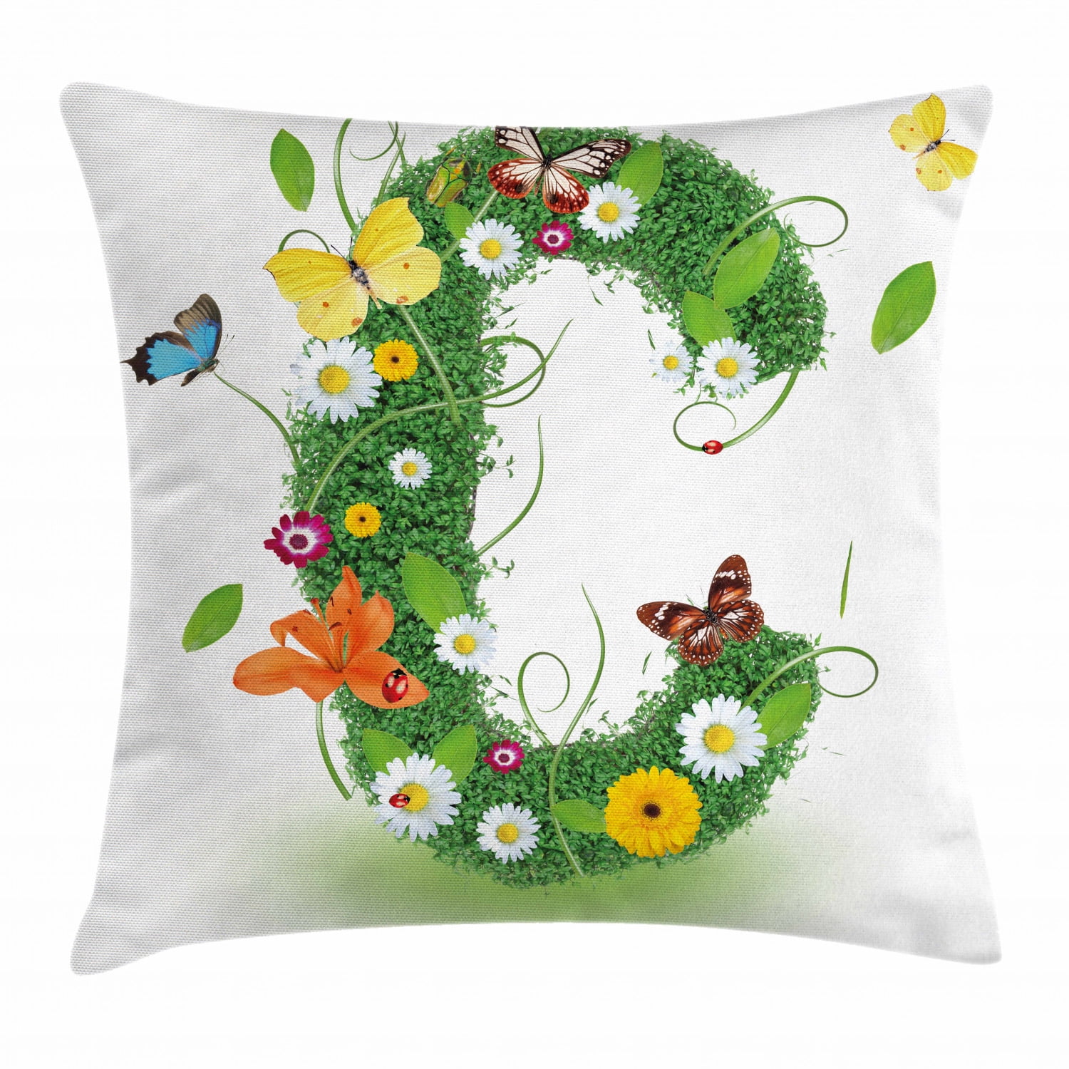 Letter C Throw Pillow Cushion Cover, Spring and Summer Inspired ...