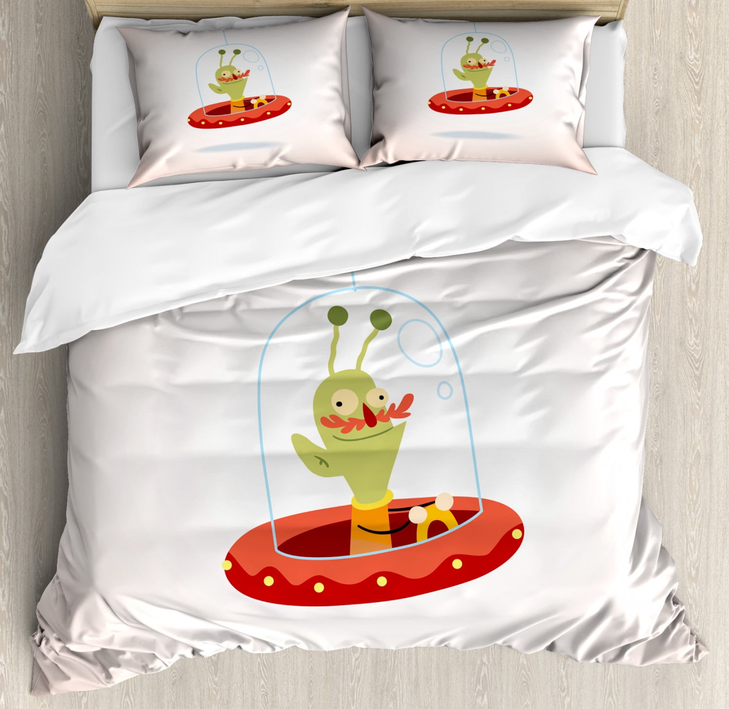 Astronaut King Size Duvet Cover Set, Cute Alien from Outer Space ...