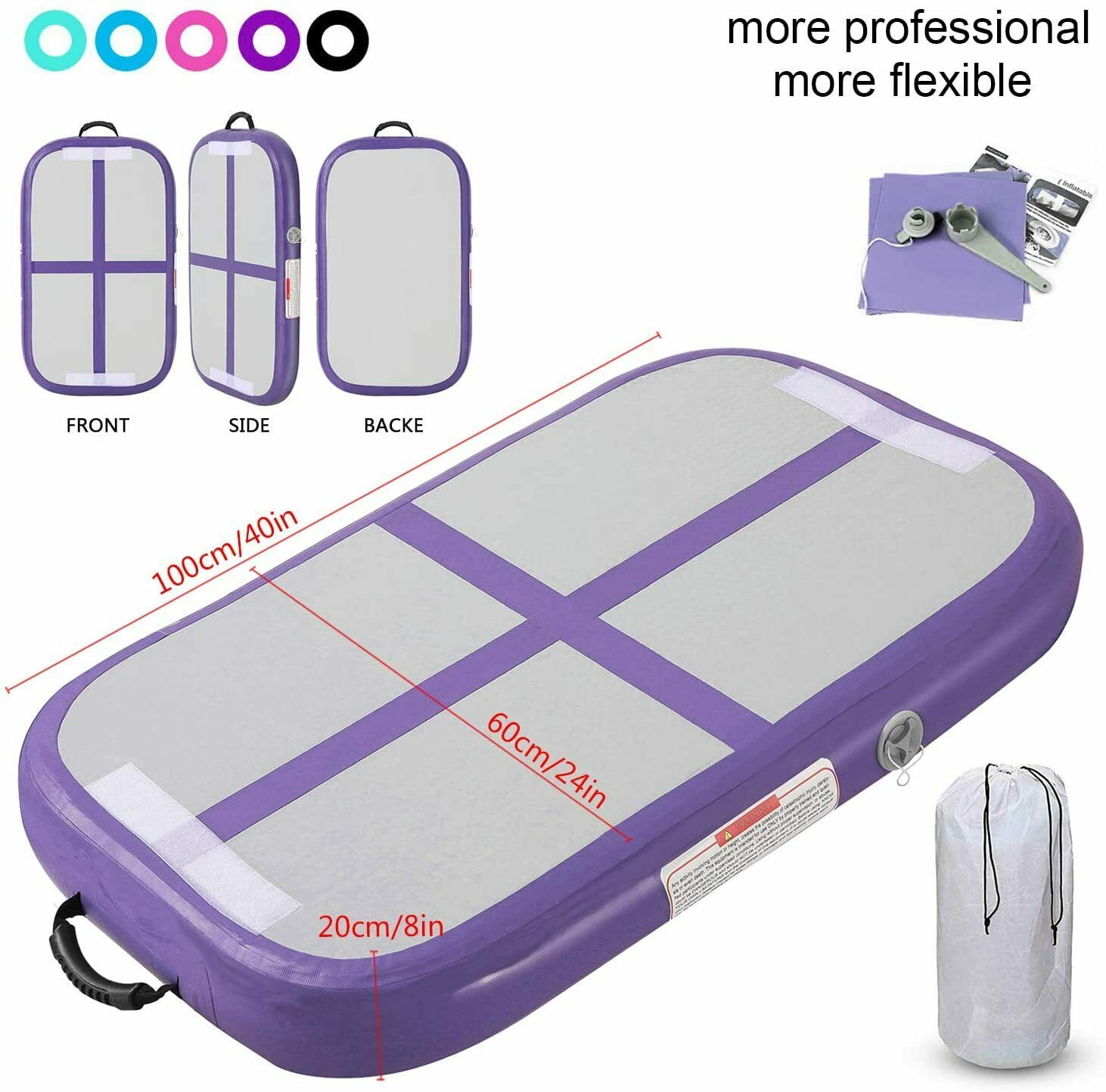 Fbsport Inflatable Air Block Gymnastics Mat Training Mats 8 Inches ...