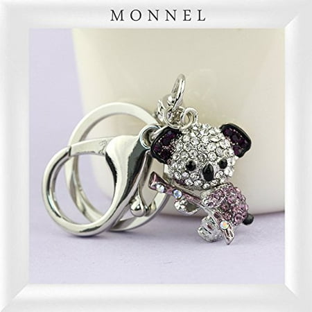 Z648-B New Adorable Purple Crystal Koala Bear Key Ring Keychain With ...