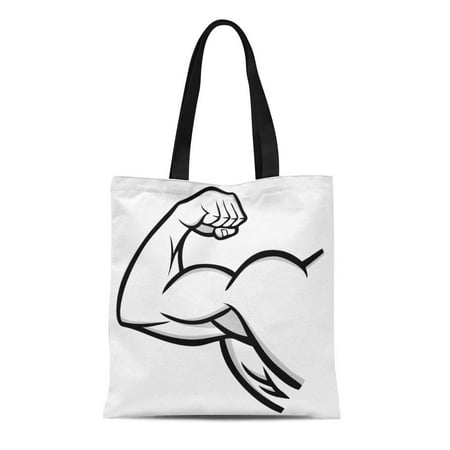 NUDECOR Canvas Tote Bag Muscle Strong Arm Cartoon Bicep Build Gym ...