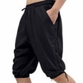 AGKIZG Solid Color Mens Linen Pants Street Style Loose Drawstring Waist ...