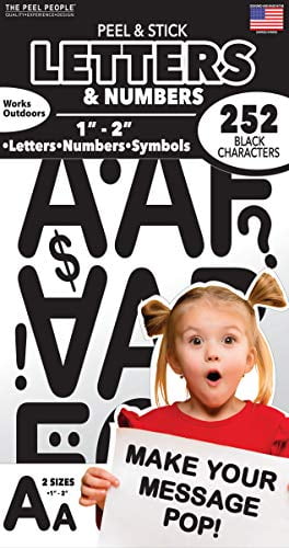 The Peel People 252 PC Peel and Stick Letters & Numbers, 1" and 2 ...