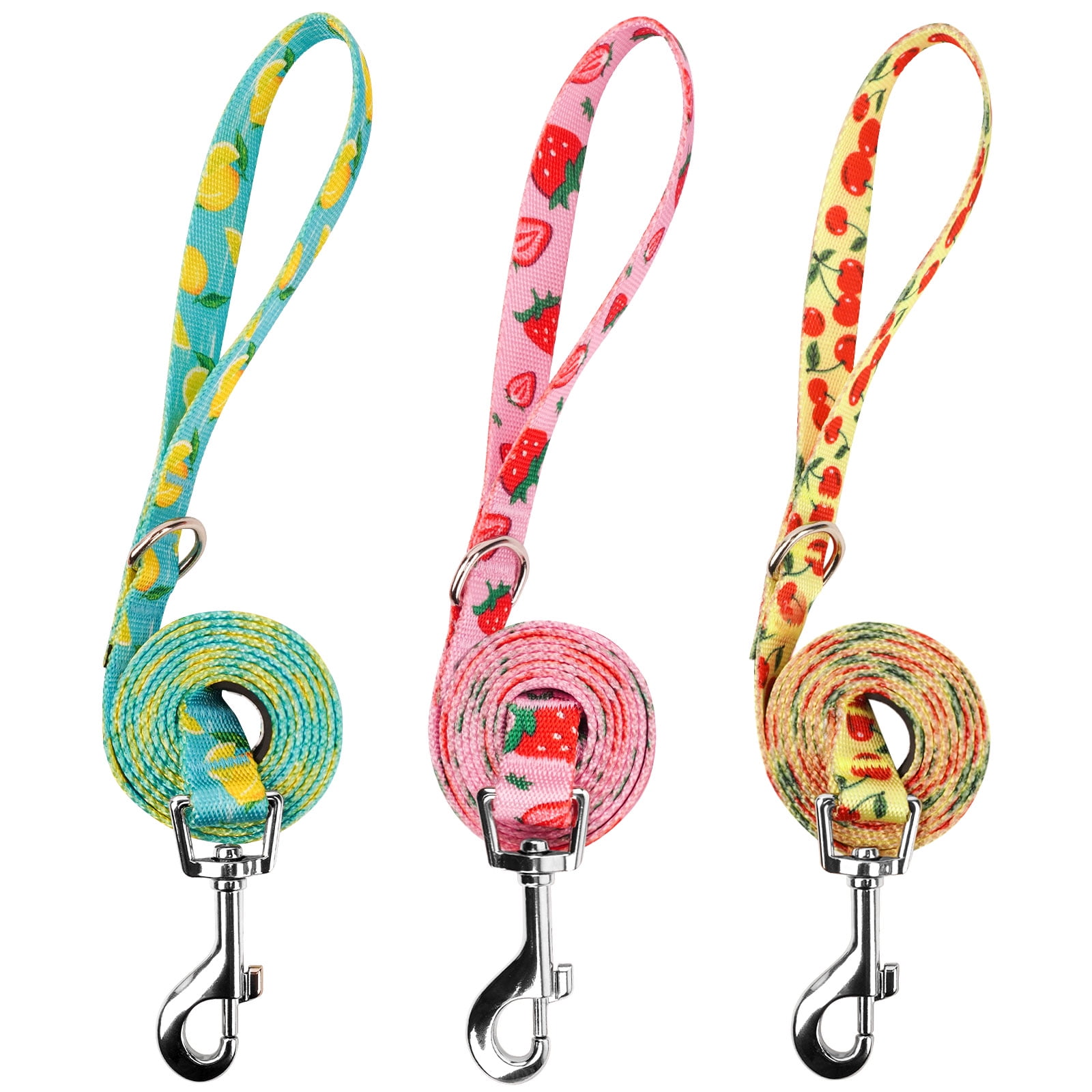 azuza 3 Pack Fruit Pattern Design Nylon Dog Leashes Strong & Durable Basic Leash 4/5/6 FT ...