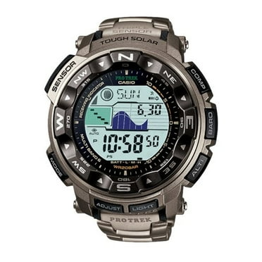 Casio Men's PRO TREK Atomic Solar Triple Sensor Watch, Titanium Band - Walmart.com