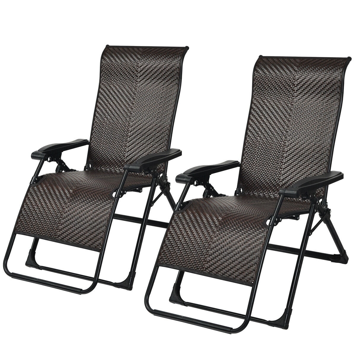Click here for Gymax 2pcs Patio Rattan Chair Folding Recliner Adj... prices