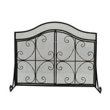 Gary Modern Three Panel Iron Firescreen with Door - Walmart.com