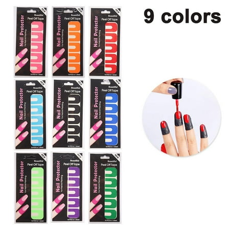 9 Colors Nail Polish Protector Spill-proof Peel off Nail Stickers ...