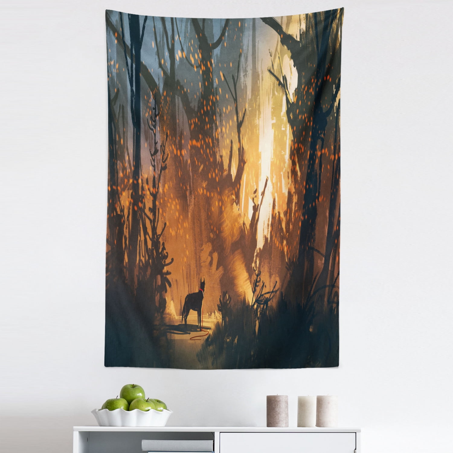 Occult Tapestry, Lost Dog in Forest Theme over Trees Adventure Spooky ...