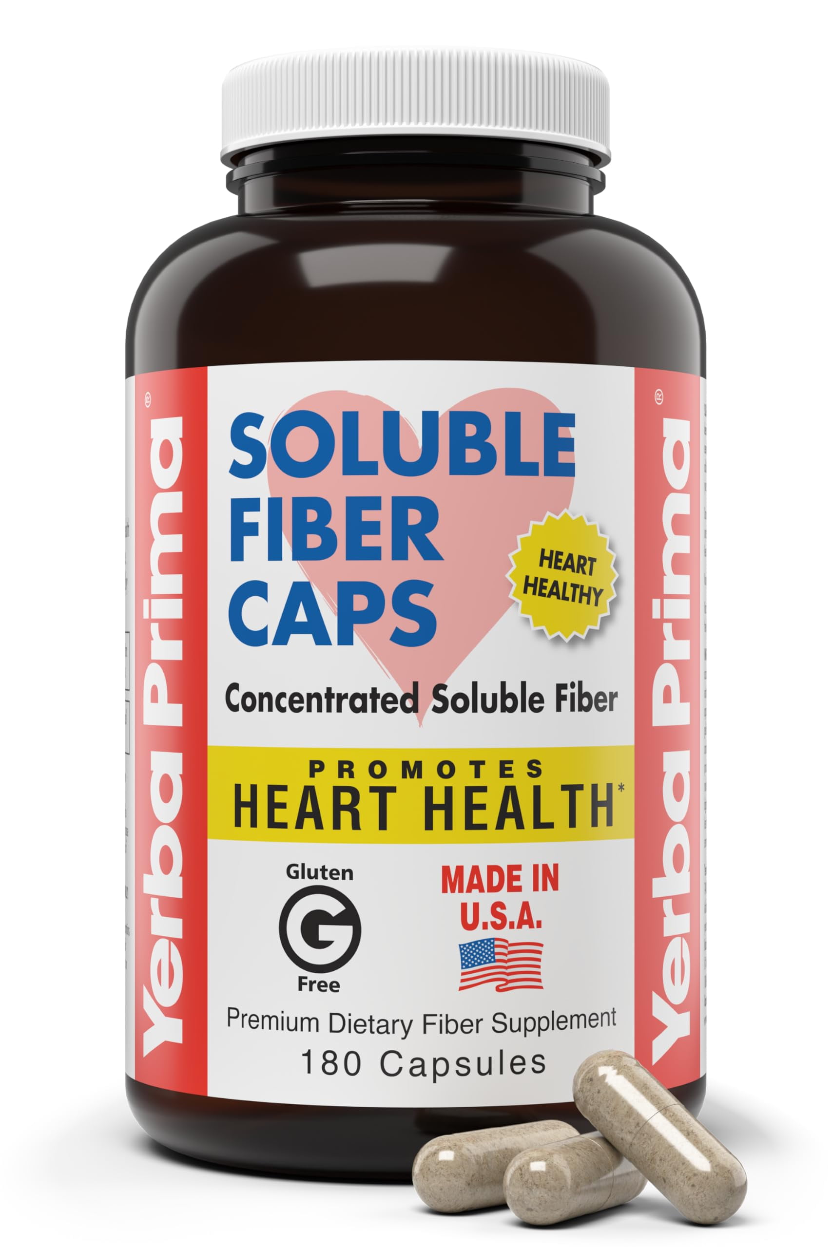Suplemento de fibra dietética Yerba Prima Soluble Fiber 180 cápsulas ...
