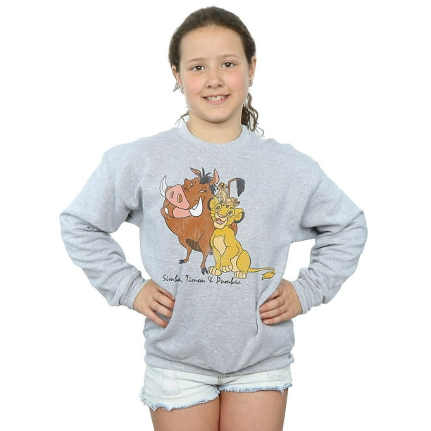 Disney Girls The Lion King Classic Simba, Timon And Pumbaa Sweatshirt ...