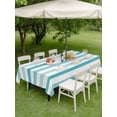Aqua Green White Striped Rectangle Outdoor Tablecloth with Umbrella ...