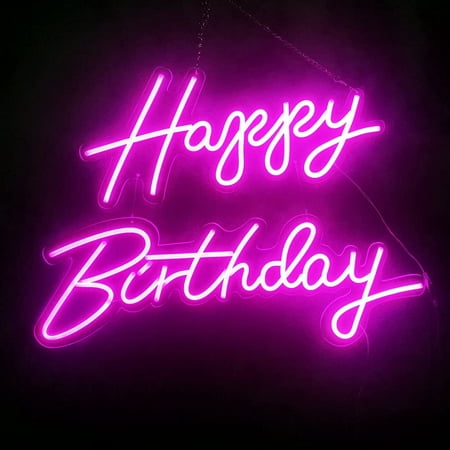 Deco LED Neon Sign Large Size Happy Birthday Letters Sign, Transparent ...