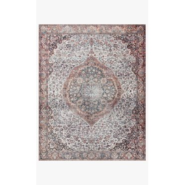 Loloi II Layla Printed Oriental Distressed Red / Navy Area Rug ...