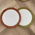 Fennco Styles Handwoven Fringe Boho Placemats 15" Round, Set of 4 ...