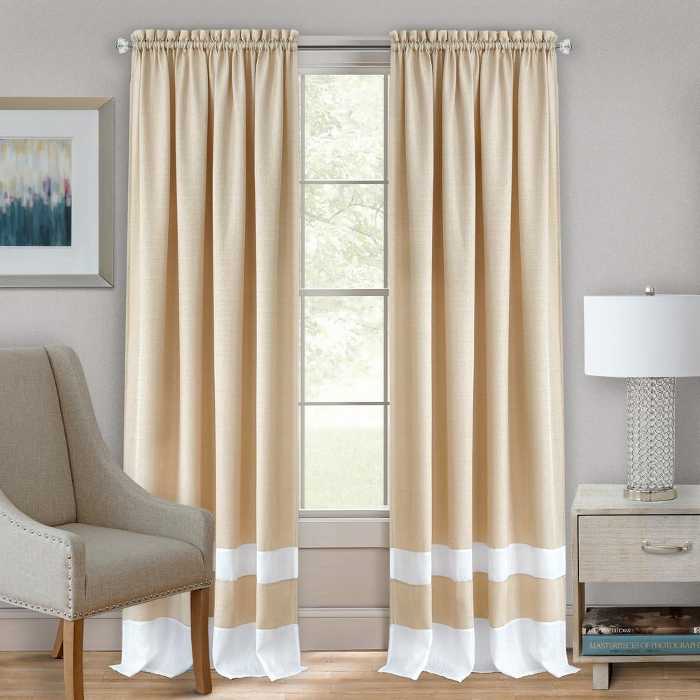 Complete 3 Pc. Window in a Bag Flax Linen Curtain Set - Taupe, 84 in ...