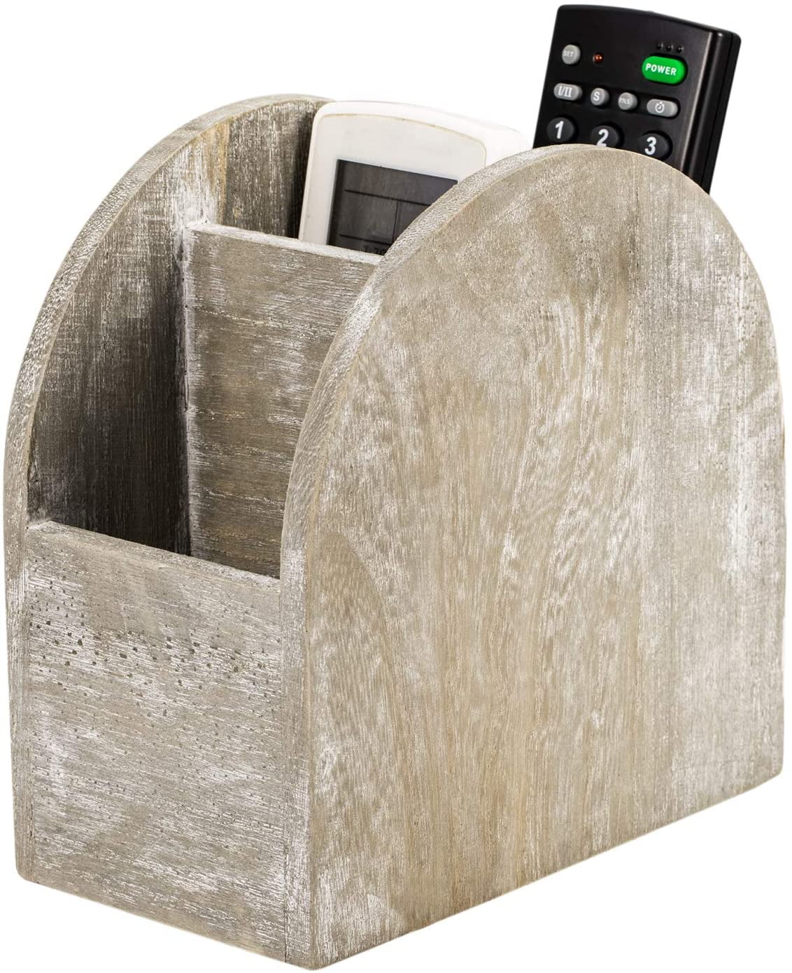 3-Slot Wooden Remote Control Holder, Remote Caddy Holder Media ...