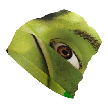 Shrek Costume Beanie Green Ogre Character Face Cuff Knit Beanie Hat w ...