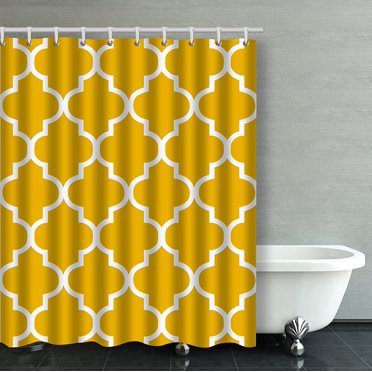 ARTJIA Modern Arrow Fletching Pattern Mustard Yellow Bathroom Shower ...