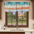 Bohemian Summer Beach 2 Panels Kitchen Valance, Mount Coconut Tree Sun ...