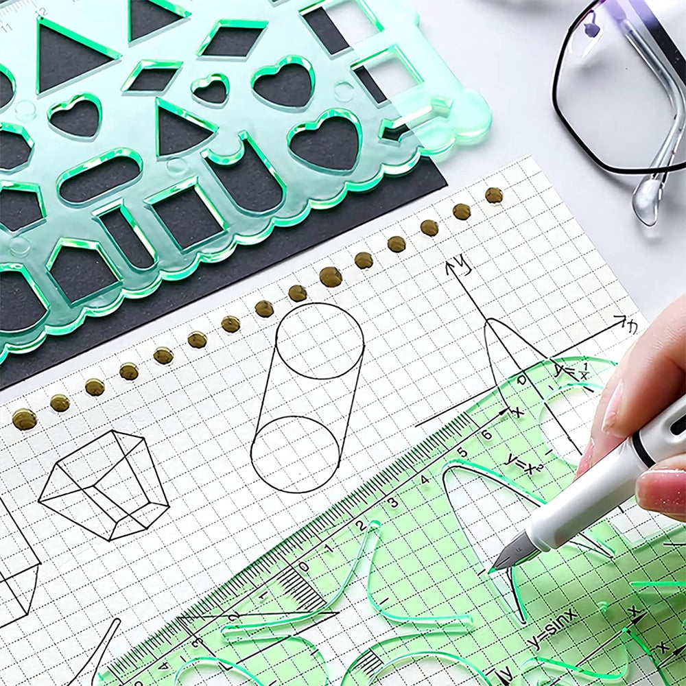 Buy Circle Templates Measuring Geometry Ruler Plastic Geometric Drawing ...