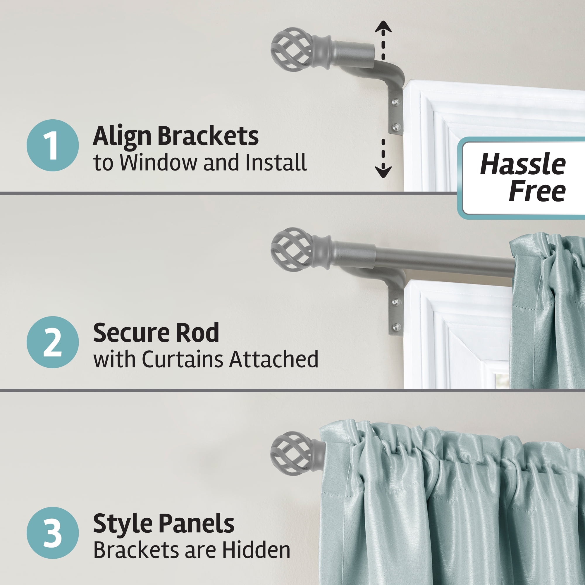 Buy Smart Rods No Measuring Easy Install Adjustable Café Window Rod, 18 ...