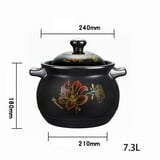 Ceramic Casserole Pot for Cooking Stew Pot Flower Pattern Double Handle ...