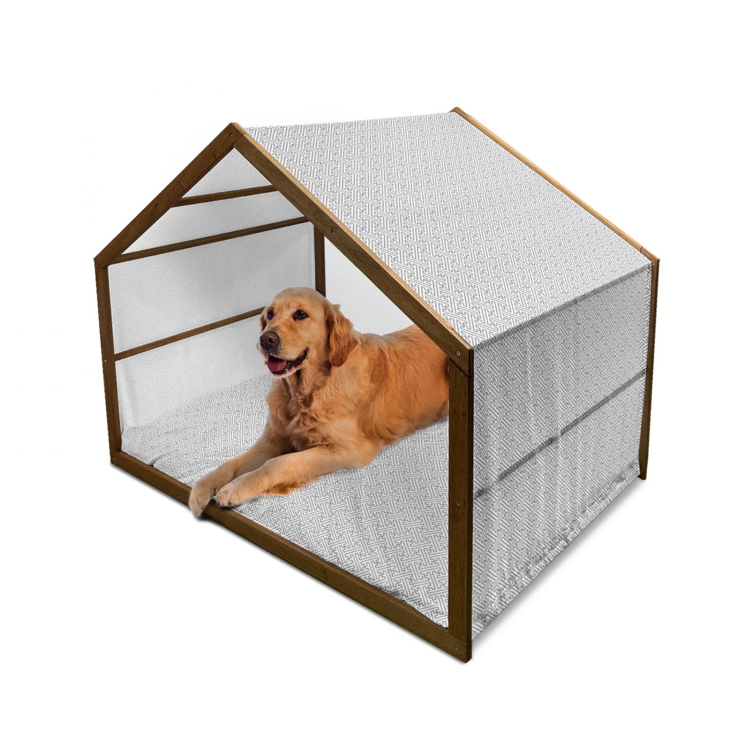 Grey and White Pet House, Minimalist Geometric Trippy Formles Lines ...