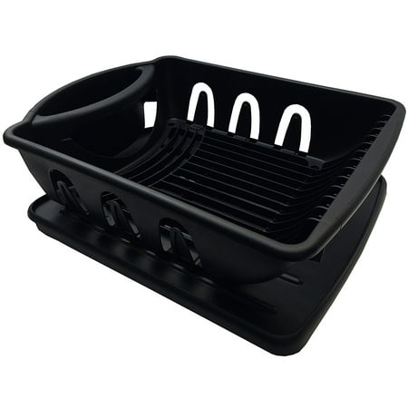 Black Sterilite Two Piece Sink Set Dish Rack Drainer Kitchen Perimeter ...