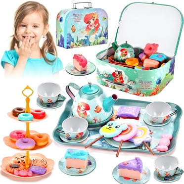Kids Tea Set-Mini Porcelain Tea Party 17pc. Play Set with Carrying ...