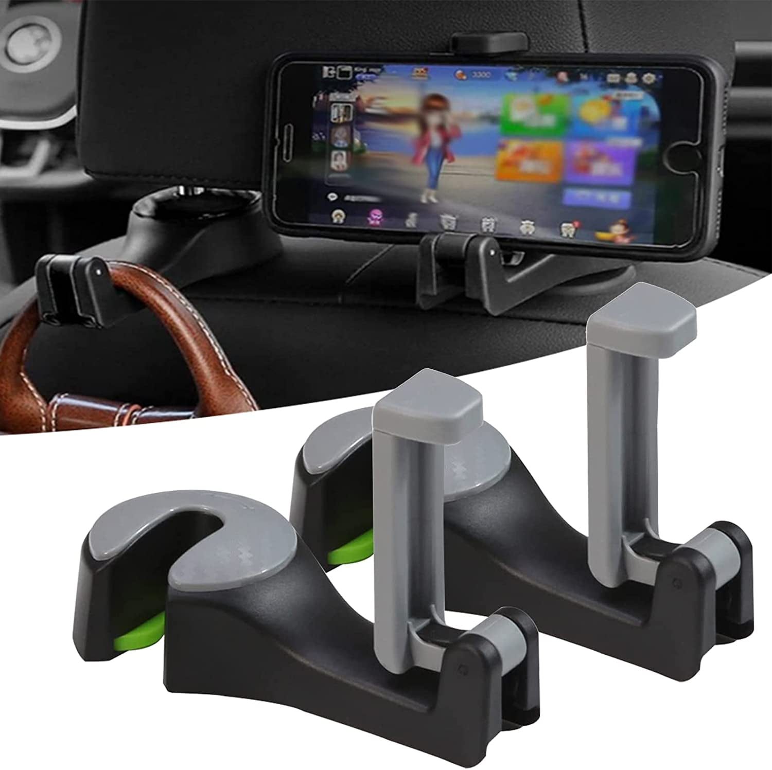 2 in 1 Car Headrest Hidden Hook, Universal Multifunctional Car Vehicle ...