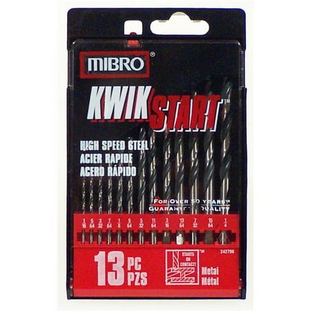 Mibro 13 Piece Set High Speed Steel Kwik Start Drill Bits 242790 ...
