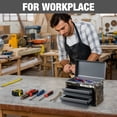 WORKPRO Mini Metal Tool Box with 2 Drawers and Top Storage, Small Tool ...