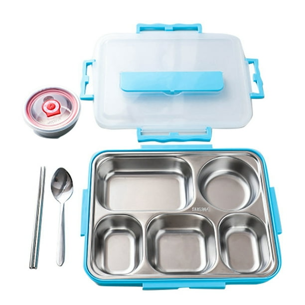 5 Compartments Lunch Box Stainless Steel Leak-Proof Large Bento Boxes ...