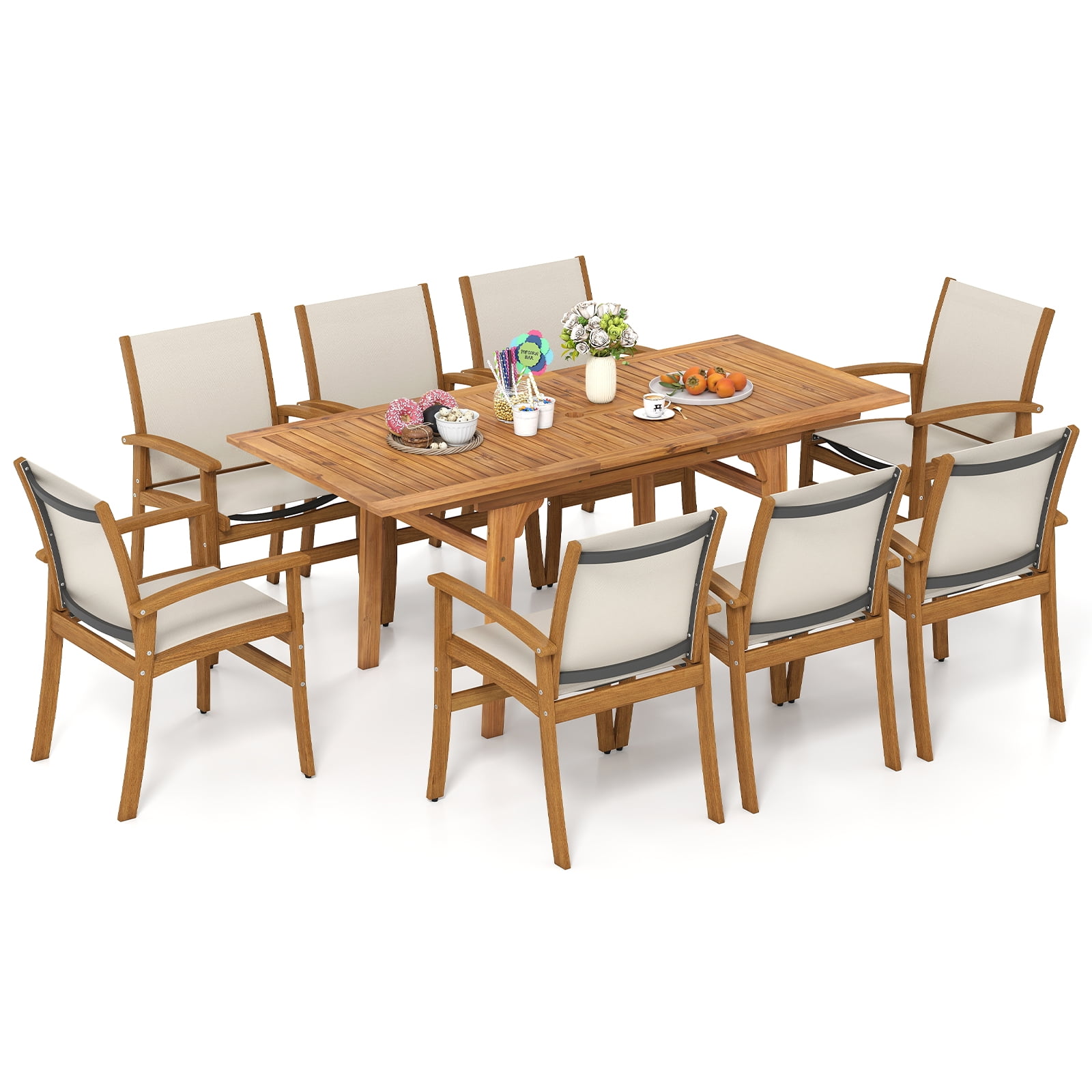 Click here for Gymax 9pcs Acacia Wood Outdoor Dining Set W/ 1.97... prices