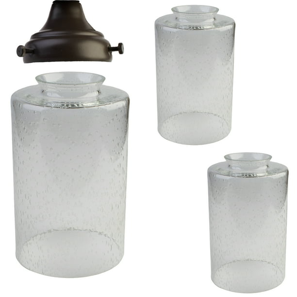 Bubble Seeded Glass Shade, LEDupdates 3 Packs Clear Cylinder screw ...