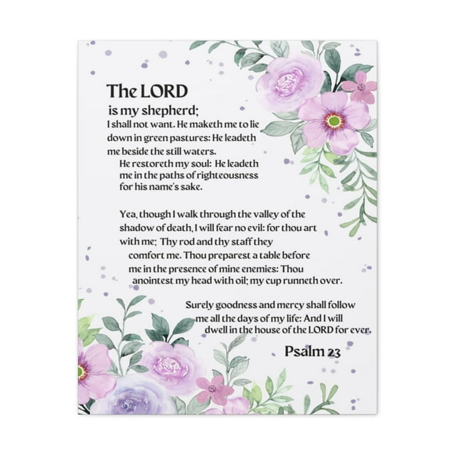 Scripture Walls Psalm 23 Flowers Bible Verse Canvas Christian Wall Art ...