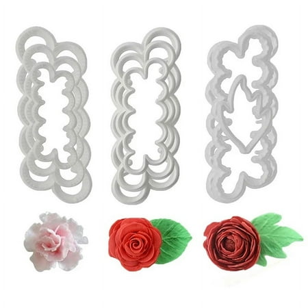 9 Pieces Pastry Modeling Tools, 9 Pieces Rose Petal Sugarcraft Molds, 9 ...