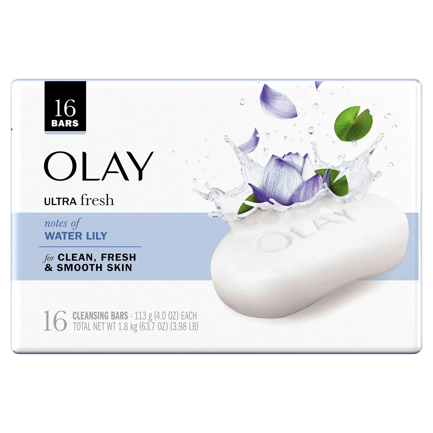 Olay Ultra Fresh Cleansing Bar Soap, Water Lily, 4 Ounce (Pack of 16 ...
