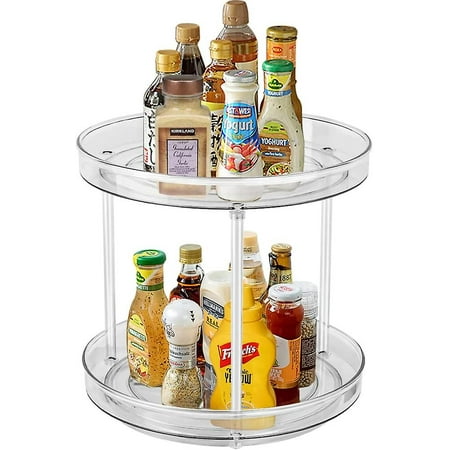 Lazy Susan Turntable 2-tier Spice Rack Spinning Cabinet Organizer ...