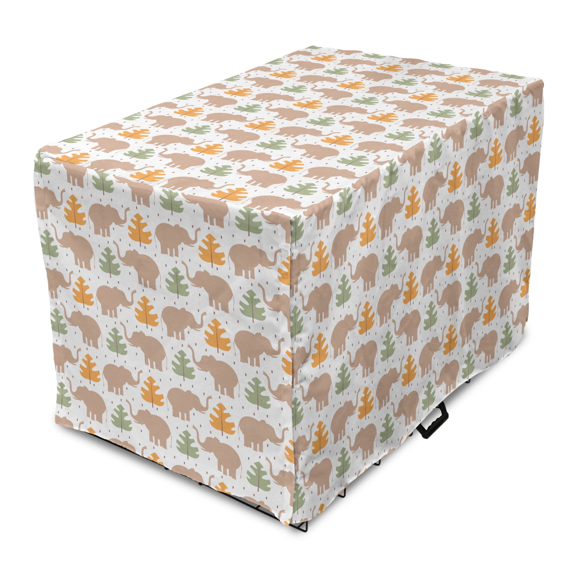 Animal Dog Crate Cover, Tropical Mammals and Monstera Leaves Exotic ...