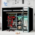 LHYY Full Size Wood Loft Bed with Desk,Open Wardrobe,Storage ...