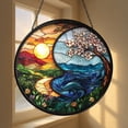 Circular Landscape Stained Glass Suncatcher – Ocean Inspired Window Art ...