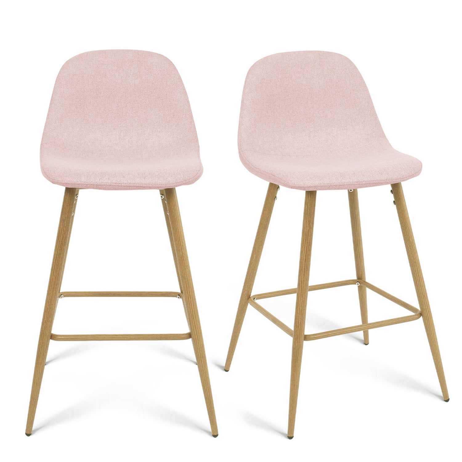 Canddidliike Set of 2 Upholstered Counter-Height Bar Stool with Wood ...