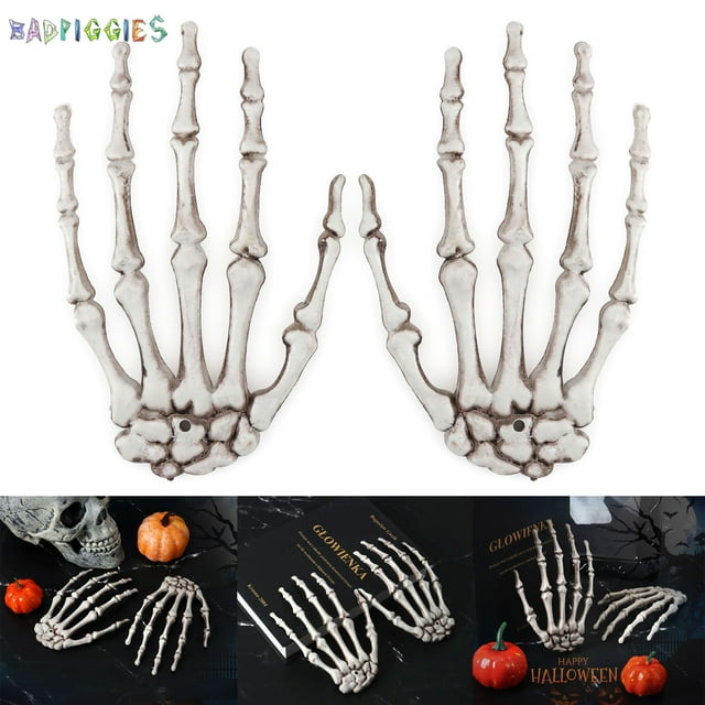 BadPiggies 2 Pair Halloween Skeleton Hands Realistic Fake Human Hand ...