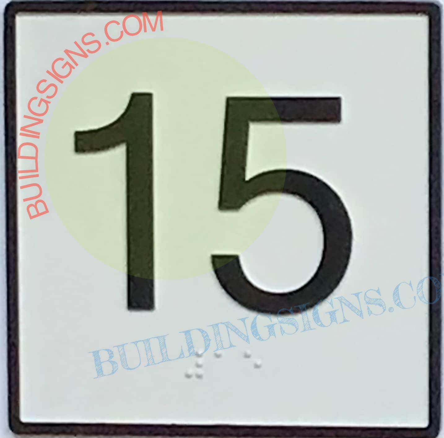 Elevator Floor Number 15 Sign- Elevator JAMB Plate Floor 15 Sign (White ...