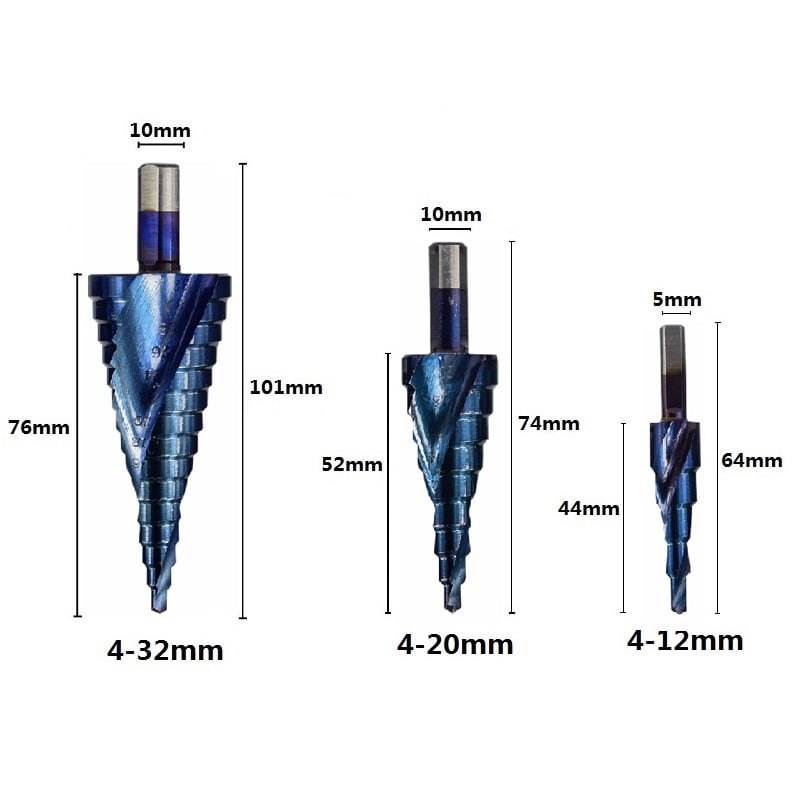 BE-TOOL Triangular/Hexagon Shank Spiral Groove Step Cone Drill High ...