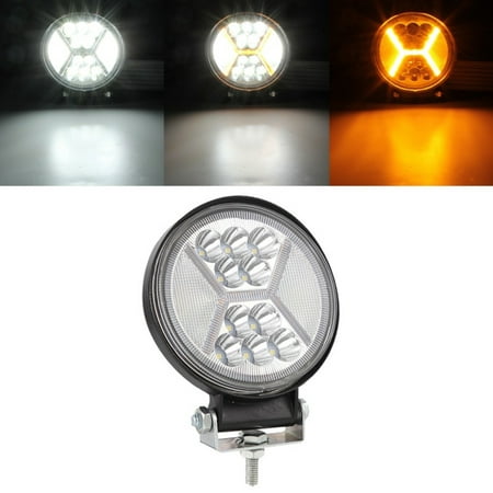 Round LED Pods Working Lights Bar with Amber DRL Light - 117W 12000LM ...
