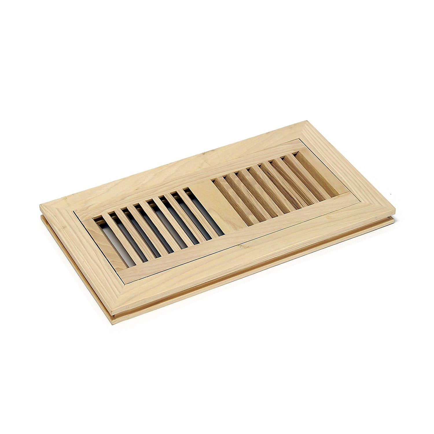 WELLAND 4"x10" Wood Vent Floor Register Flush Mount, Unfinished Hickory ...